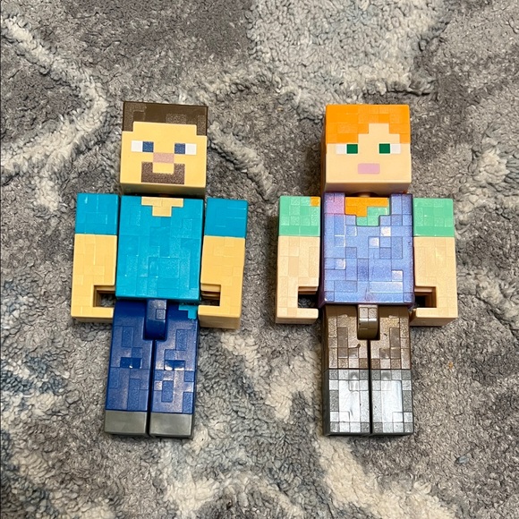 Mattel | Toys | Minecraft Steve And Alex Action Figures Blue And Orange ...